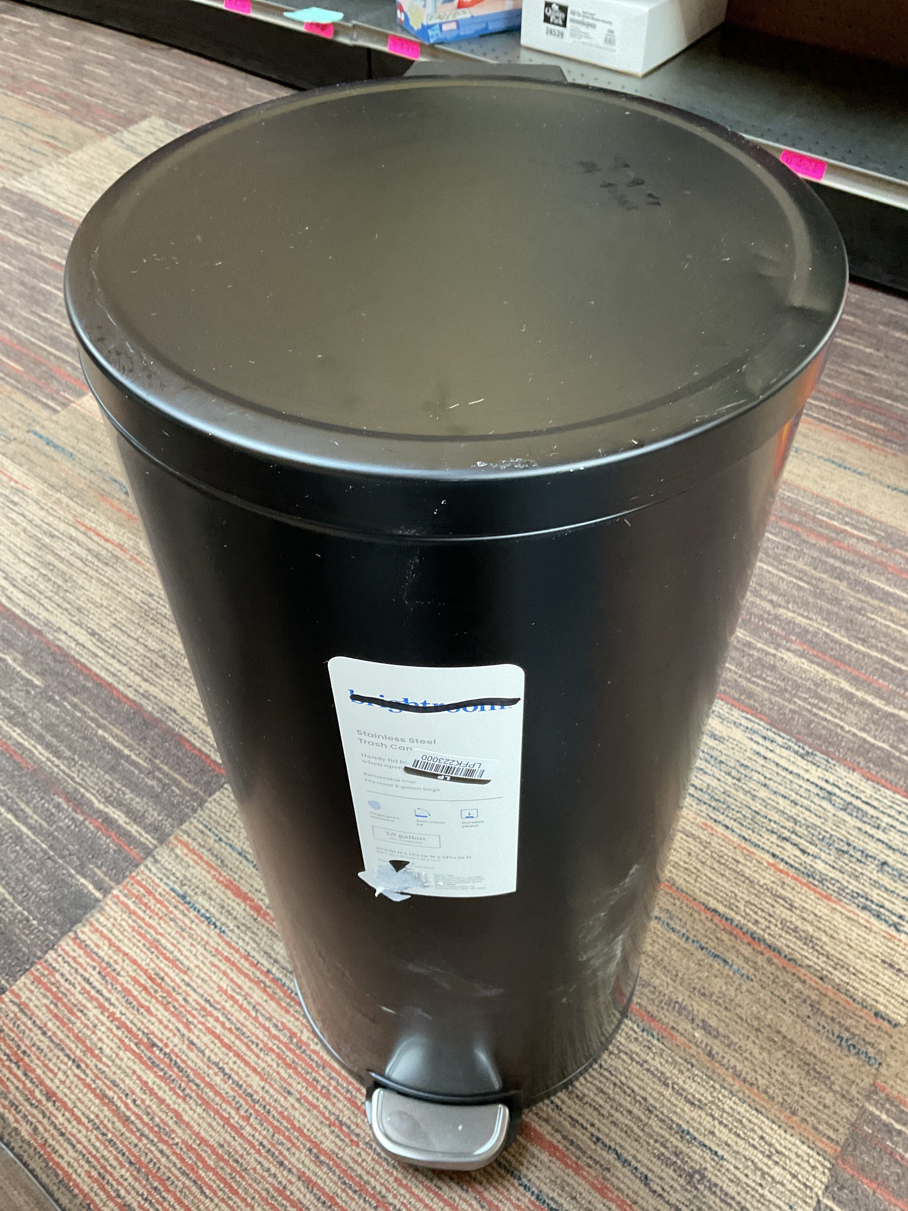 30L Round Step Trash Can Black : Stainless Steel Kitchen Trash Bin, Sm ...