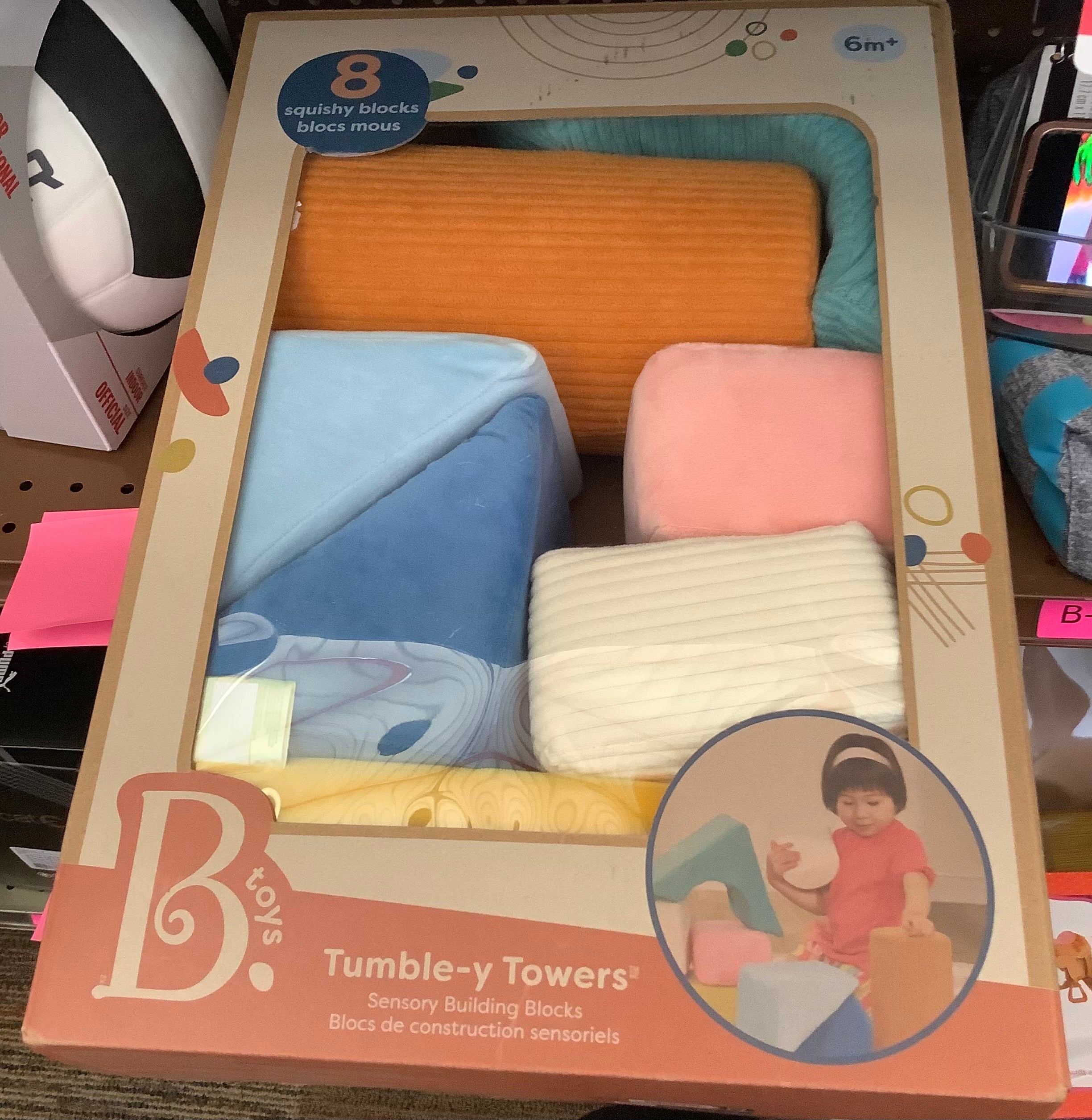 B. toys Tumble-y Towers Soft Sensory Baby Blocks for Stacking ...