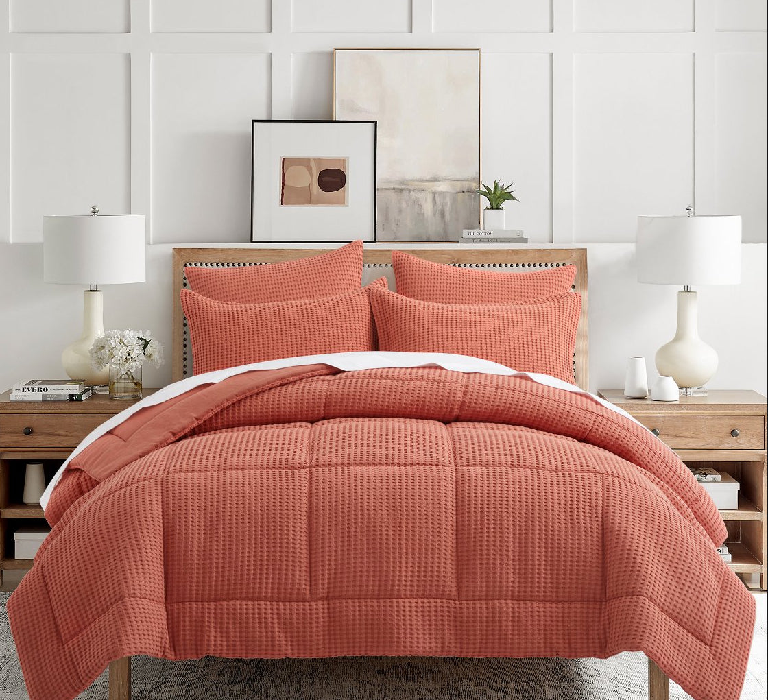 Mills Waffle Adobe Peach Full/Queen Comforter Set - Levtex Home ...