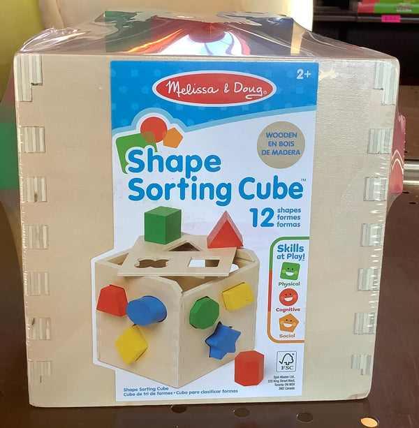 Melissa & Doug Shape Sorting Cube - Classic Wooden Toy With 12 Shapes ...