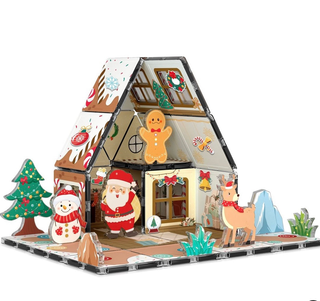PICASSO-TILES Gingerbread House Magnetic Tiles for Kids - STEM Buildin ...