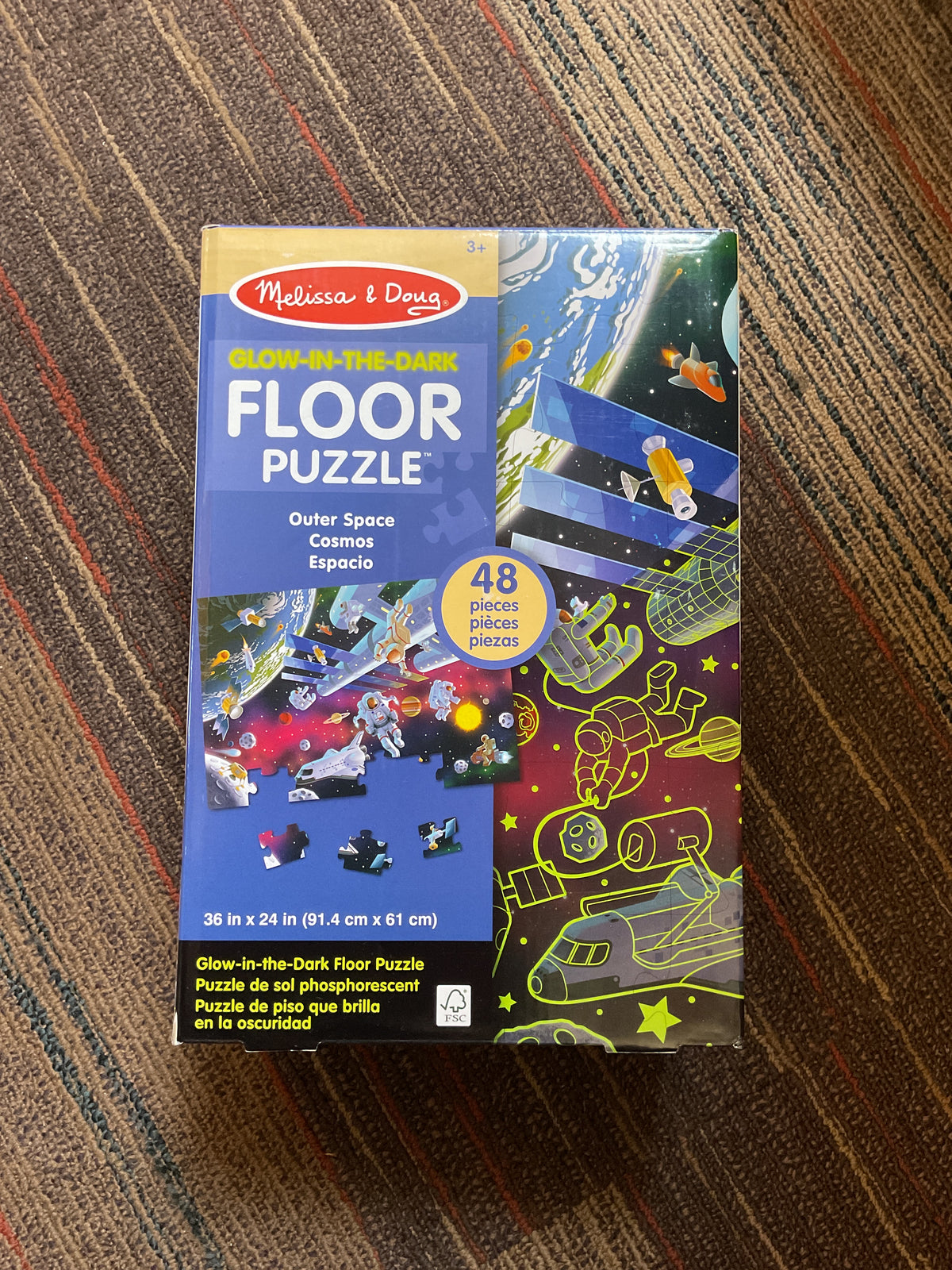 Melissa & Doug Outer Space Glow-in-the-Dark Cardboard Jigsaw Floor Puz ...