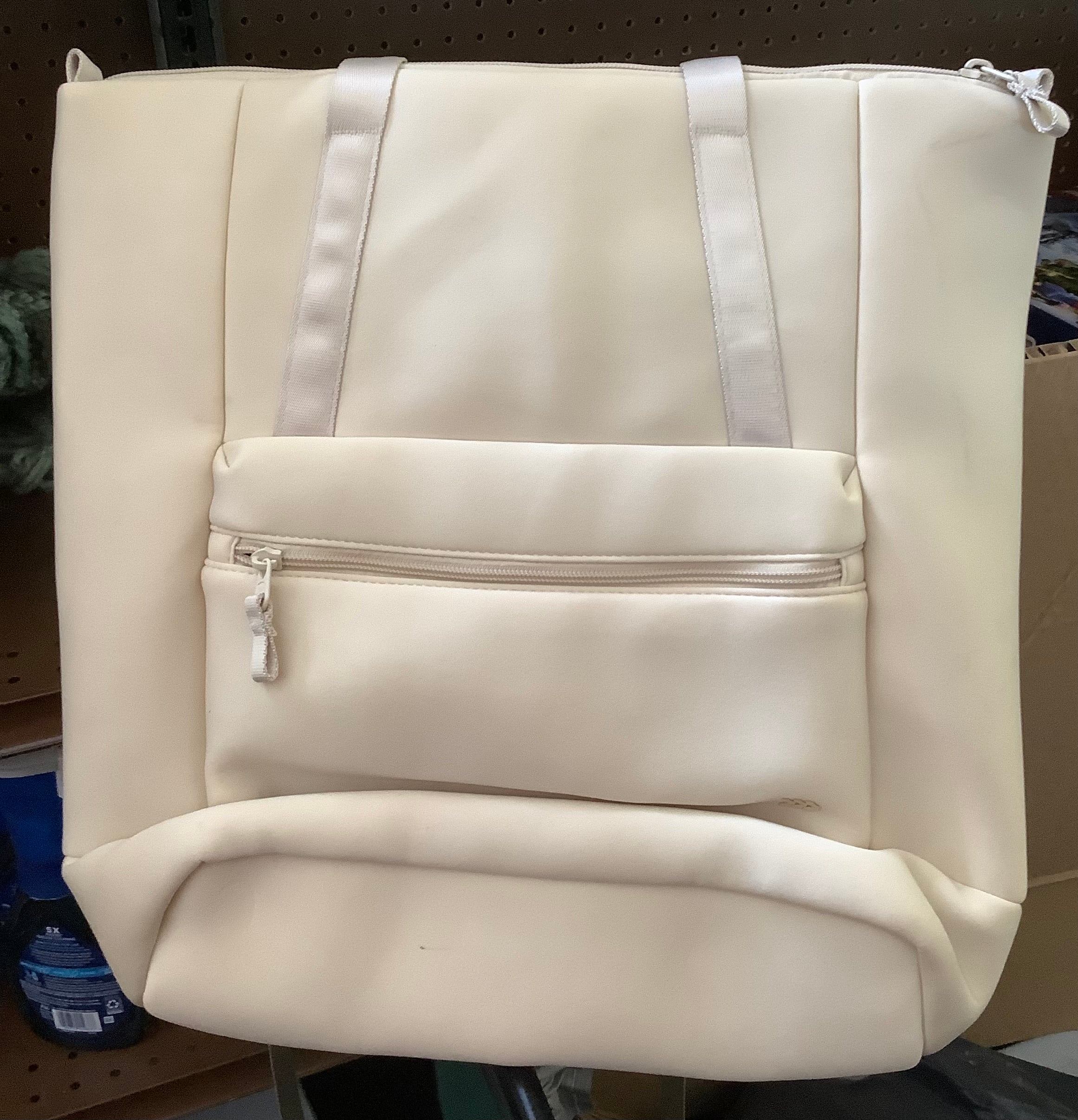 Faux Neoprene Tote Backpack - Cream: Water Repellent, 16" Laptop Sleev ...