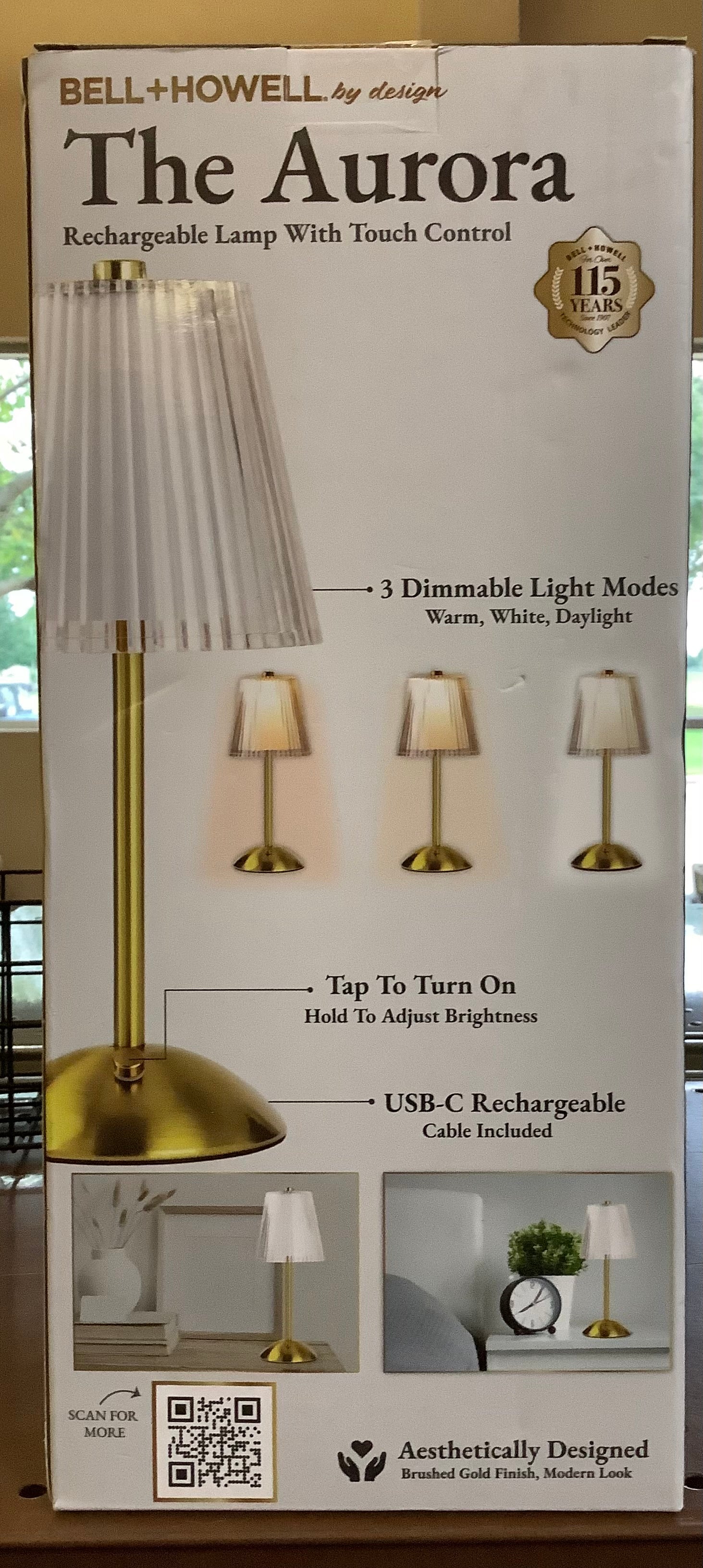 Bell and Howell Aurora Table Lamp Small Cordless Touch LED Rechargeabl ...