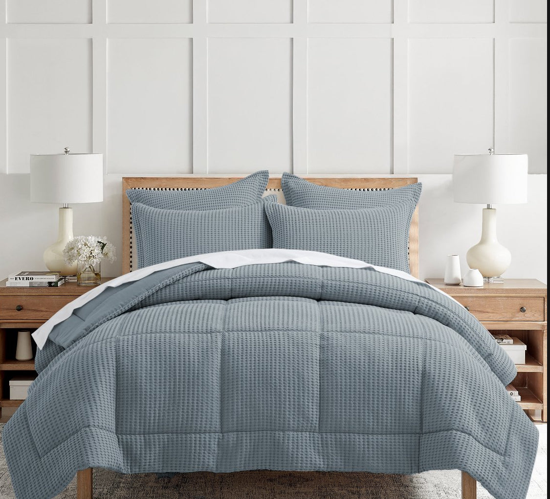 Mills Waffle Slate Blue King Comforter Set - Levtex Home – Discount 70 ...