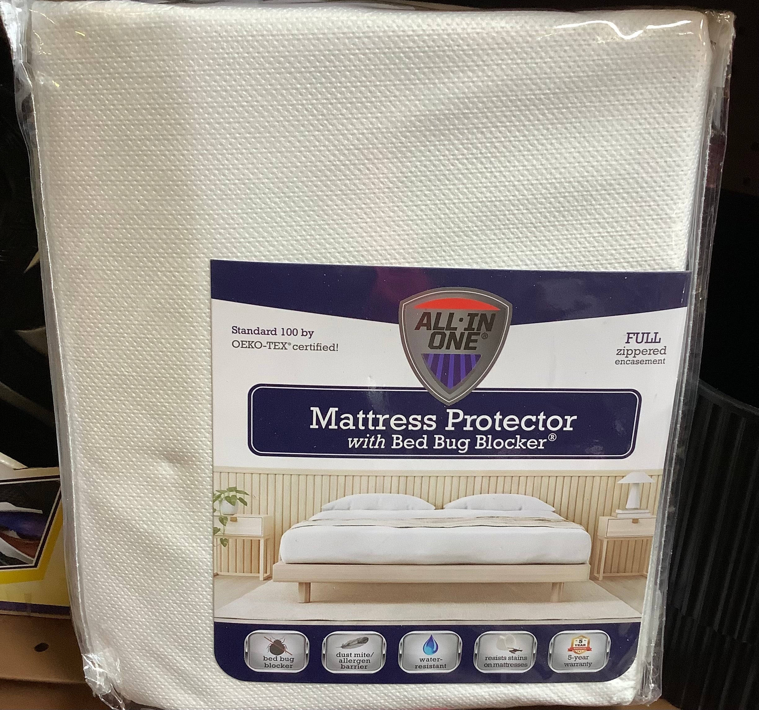 Full All-In-One Mattress Protector Cover with Zippered Bed Bug Blocker ...