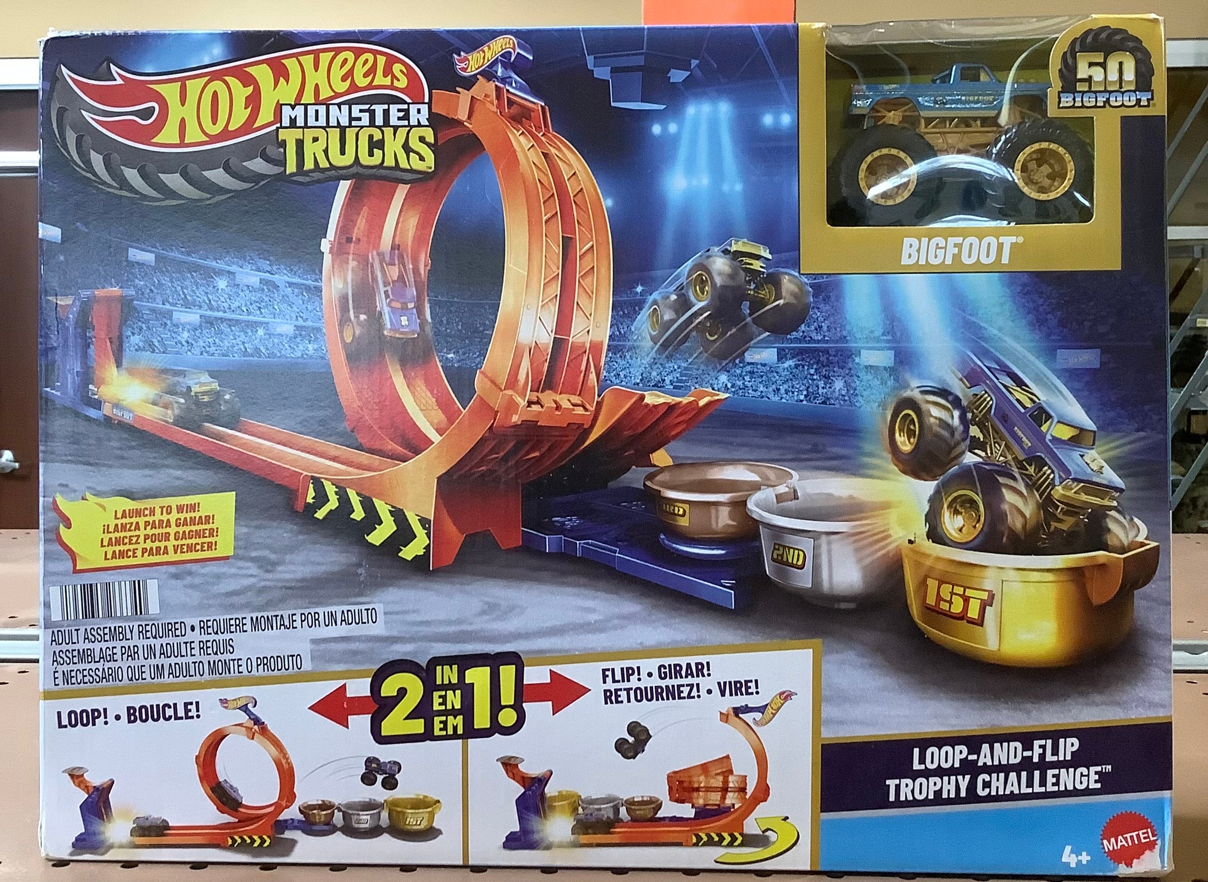 Hot Wheels Monster Truck Loop-and-Flip Trophy Challenge Playset & Diec ...