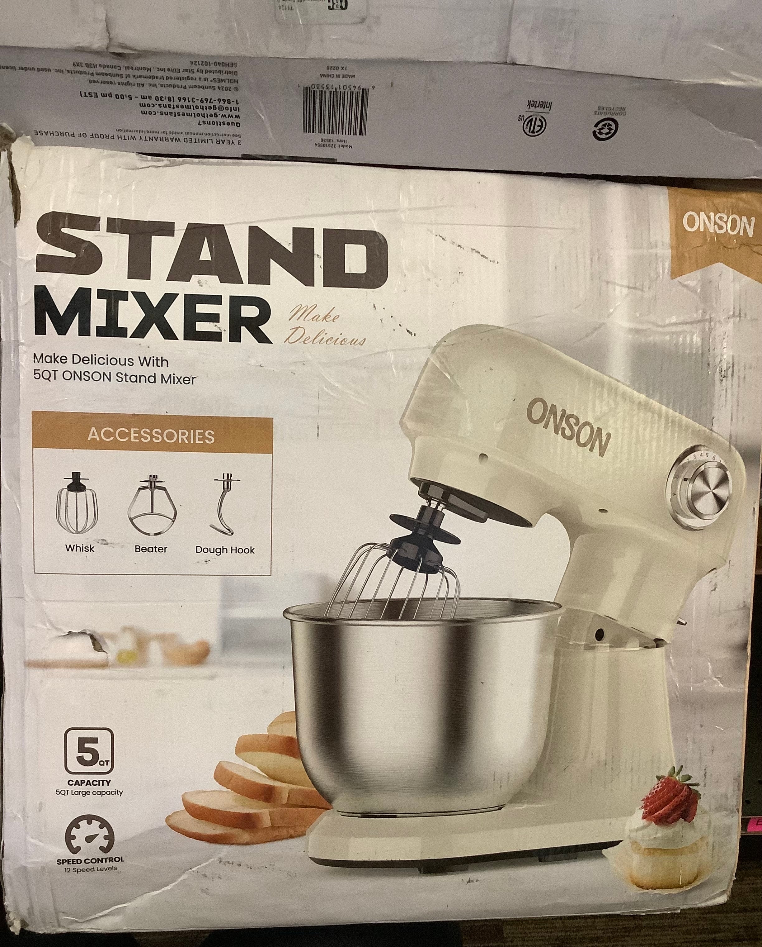 (CLEARANCE).5QT Stand Mixer, 350W Motor, 12-Speed Tilt-Head Kitchen Mi ...