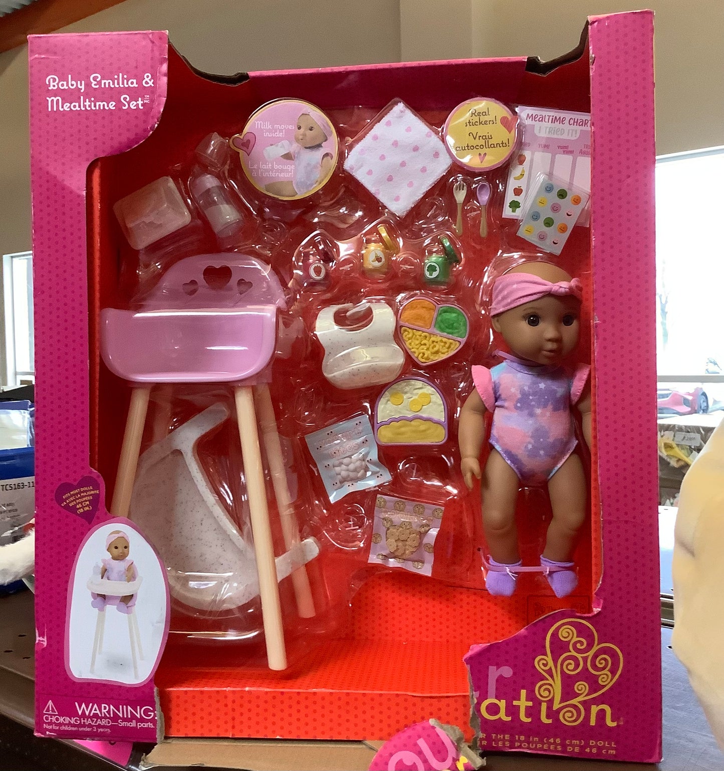 Our Generation Baby Doll Emilia & Mealtime Set with High Chair, Play F ...