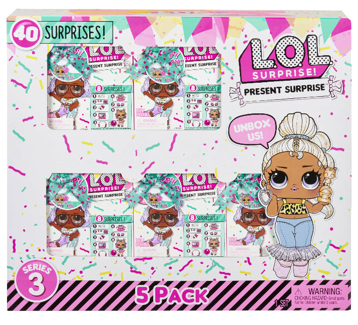 LOL Surprise Present Surprise Exclusive 5-Pack with 5 Collectible Doll ...