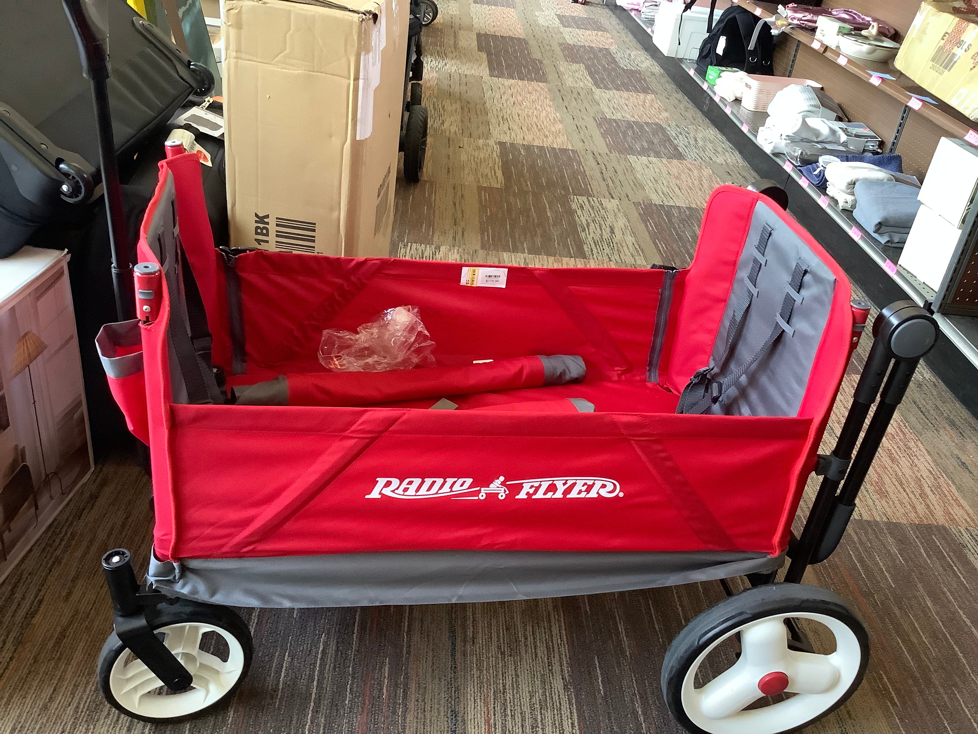 Radio Flyer Convertible Kid & Cargo Stroller Wagon with Canopy: Steel ...
