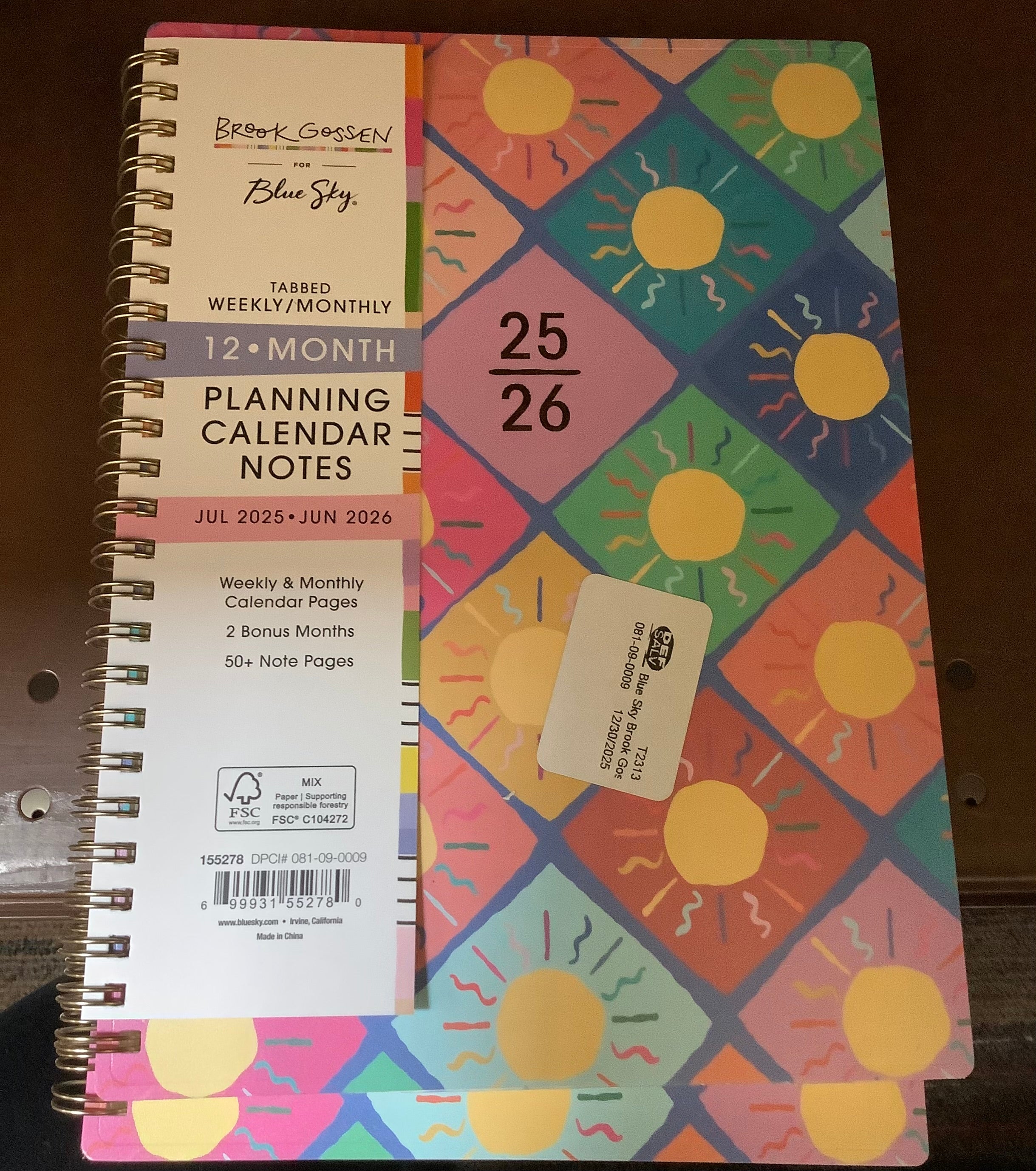 Blue Sky Brook Gossen Planner Notes 5.875"x8.625" Weekly/ Monthly Wire ...