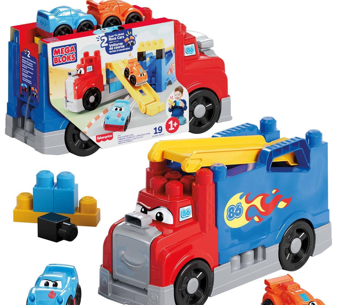 Mega Bloks First Builders Build & Race Rig Toy Blocks for Toddler ...