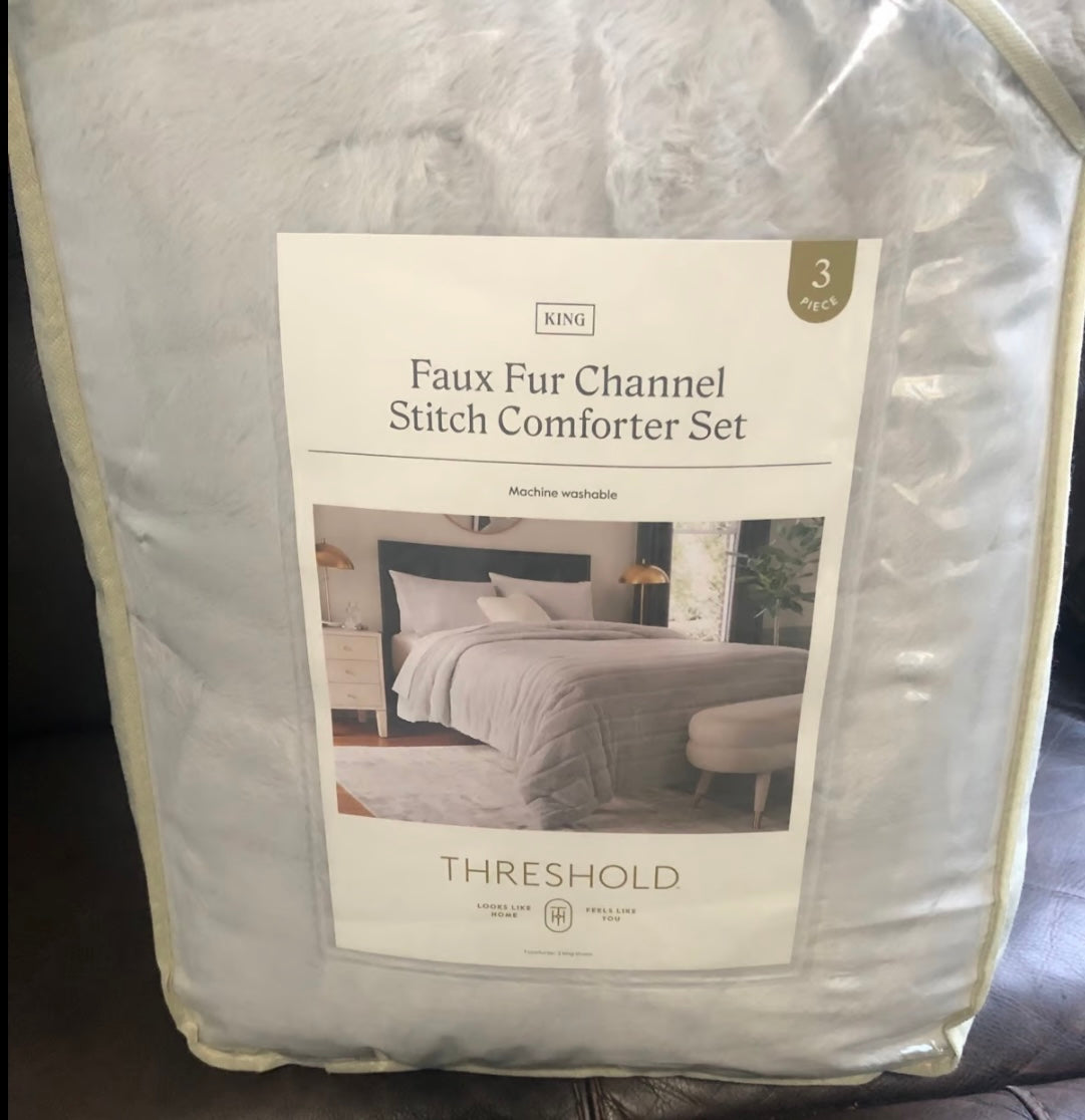 Faux Fur Channel Stich Comforter Set. – Discount 70 Online