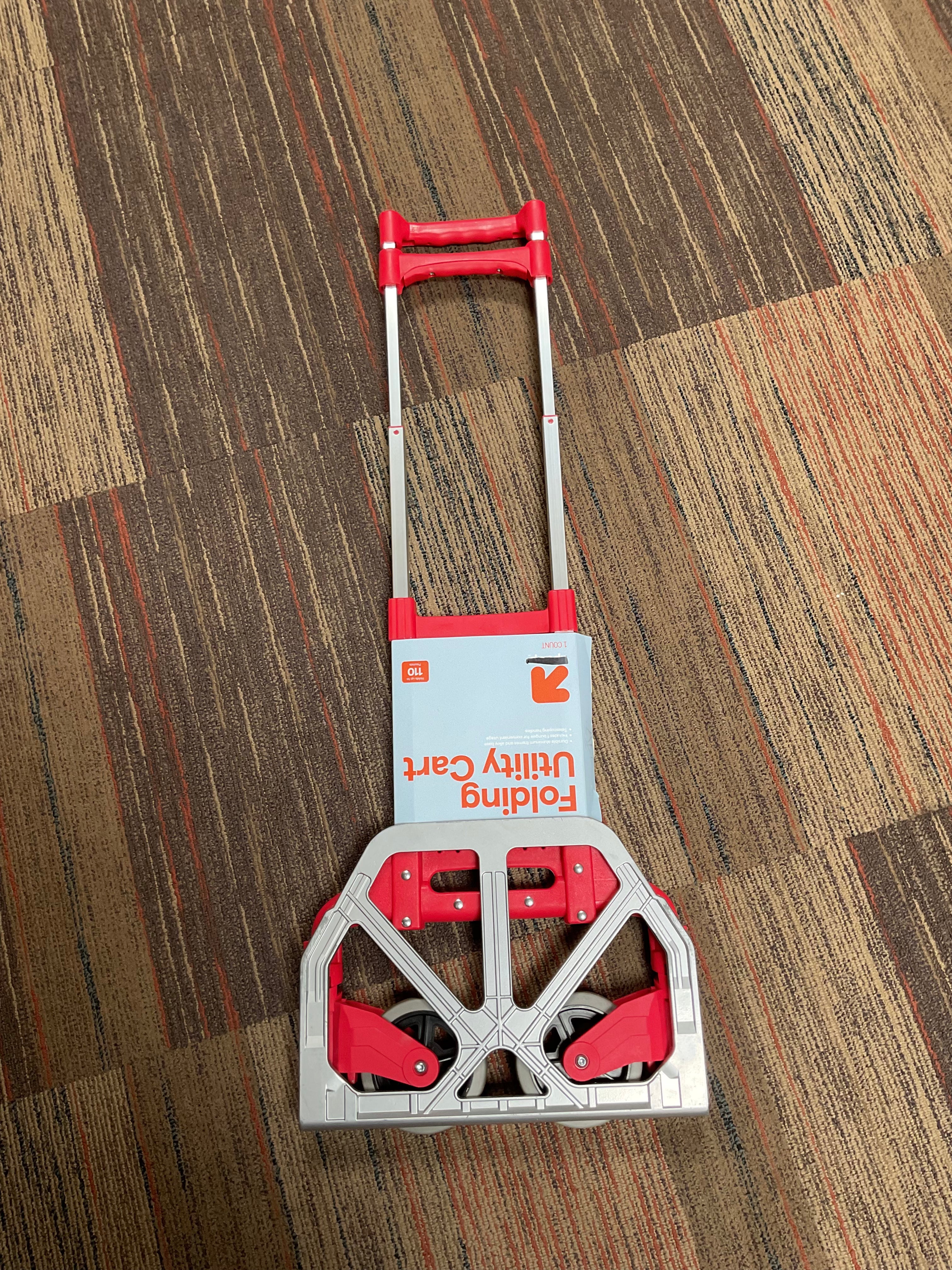 Folding Utility Cart - Aluminum Rolling Dolly with Wheels, Universal S ...