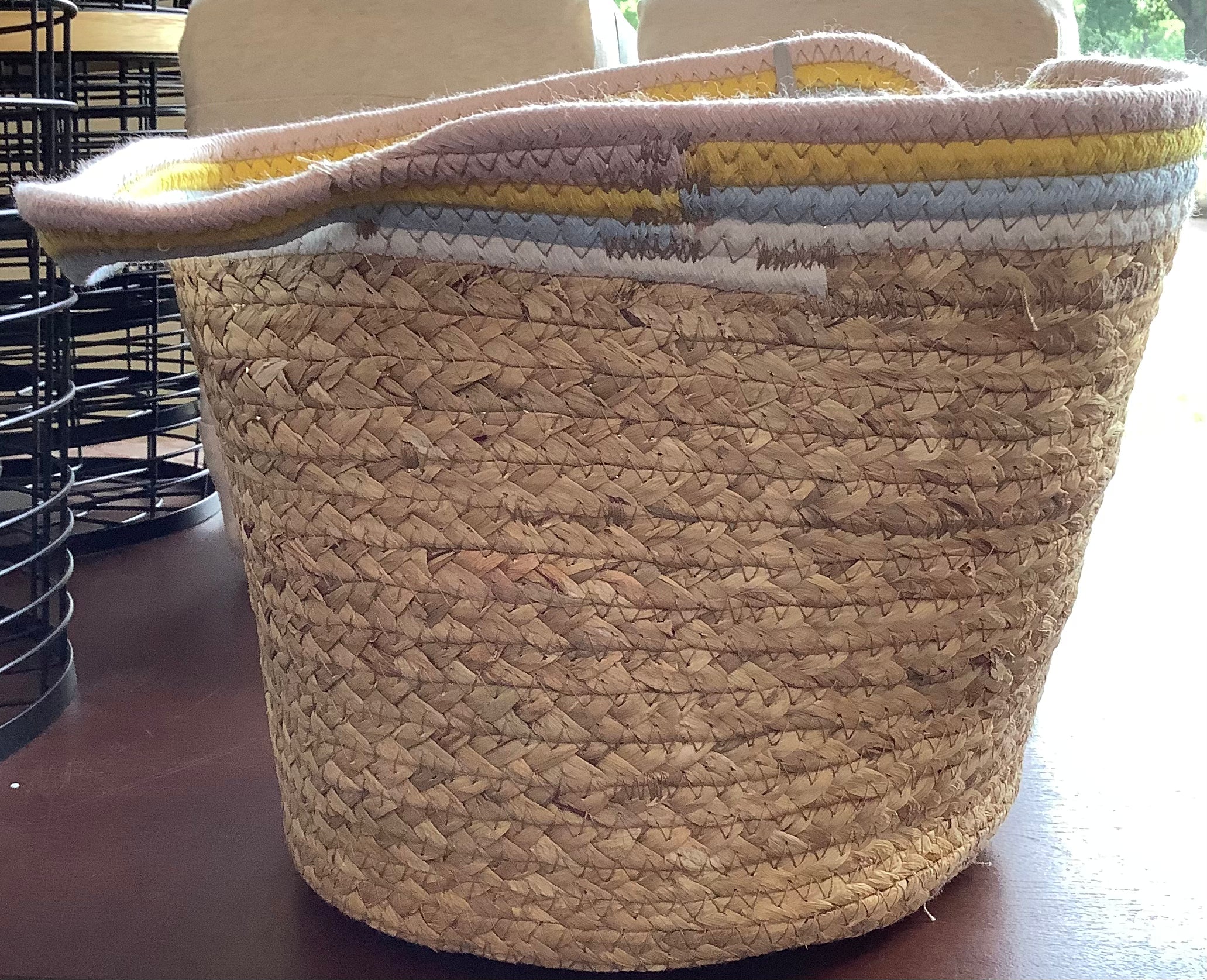 Natural Woven Round Storage Bin with Coiled Rope Handle – Discount 70 ...