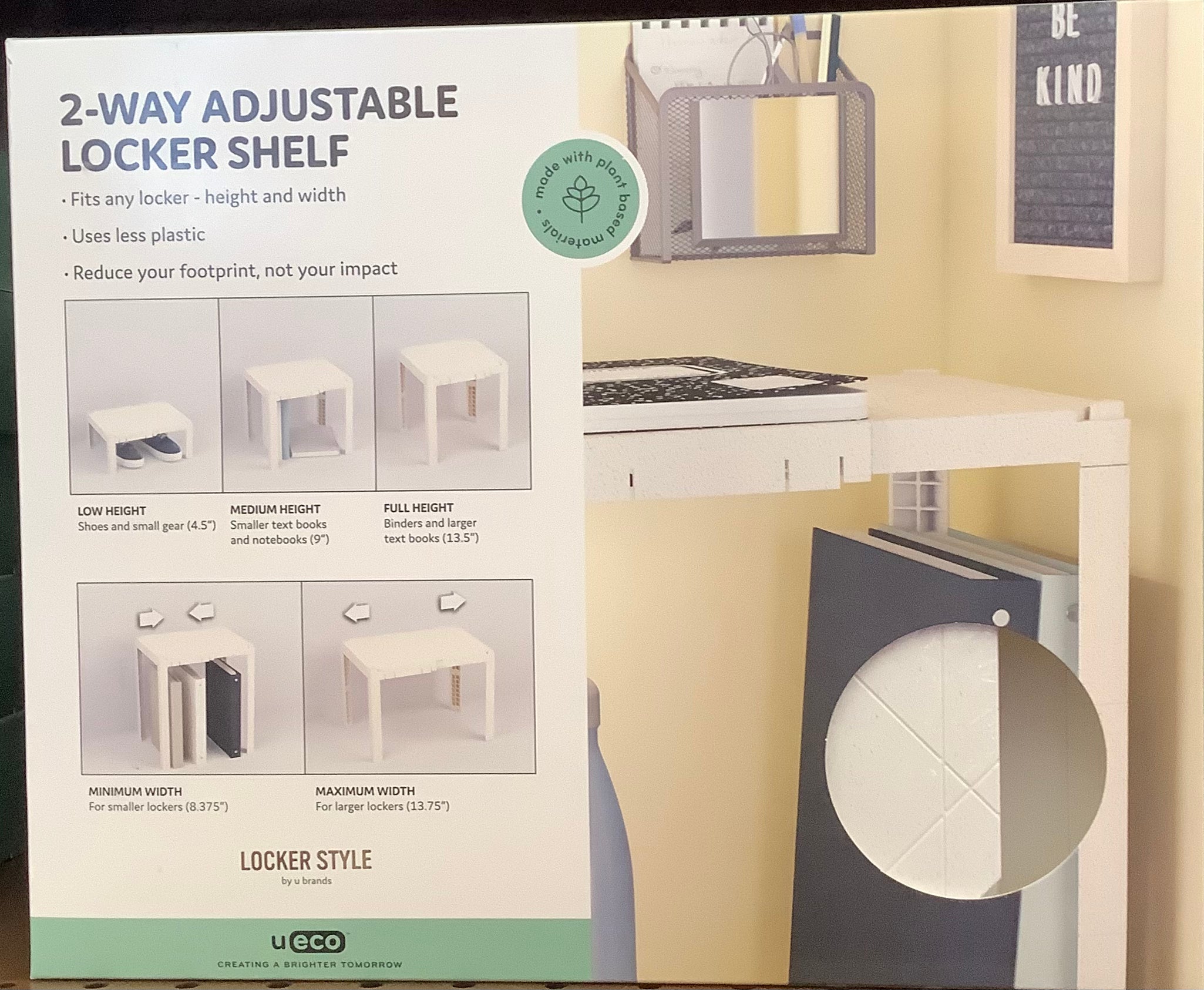 U Brands U-Eco Plastic Locker Adjustable Shelf White - CLEARANCE ...