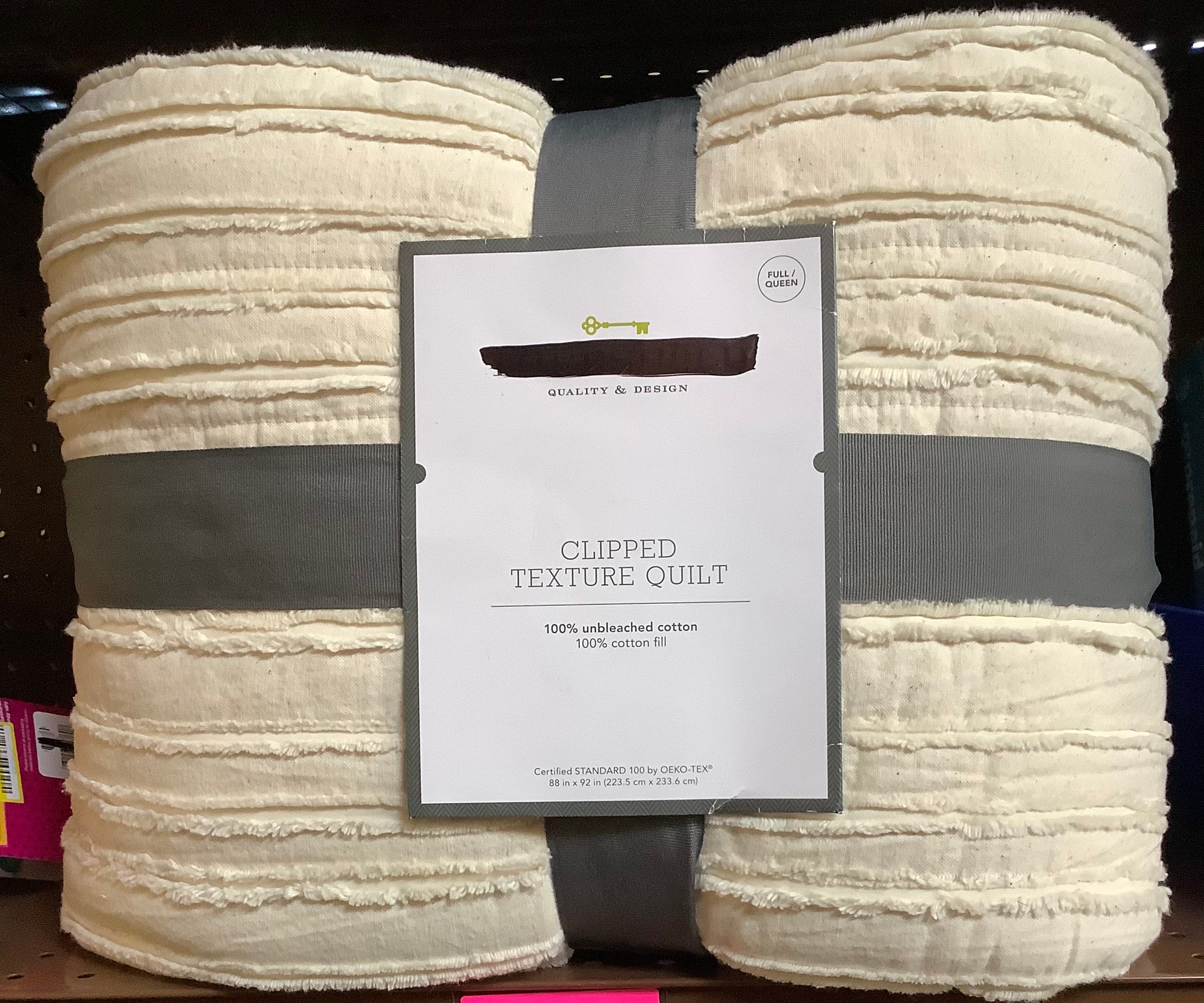 Full/Queen Clipped Texture Quilt Cream – Discount 70 Online