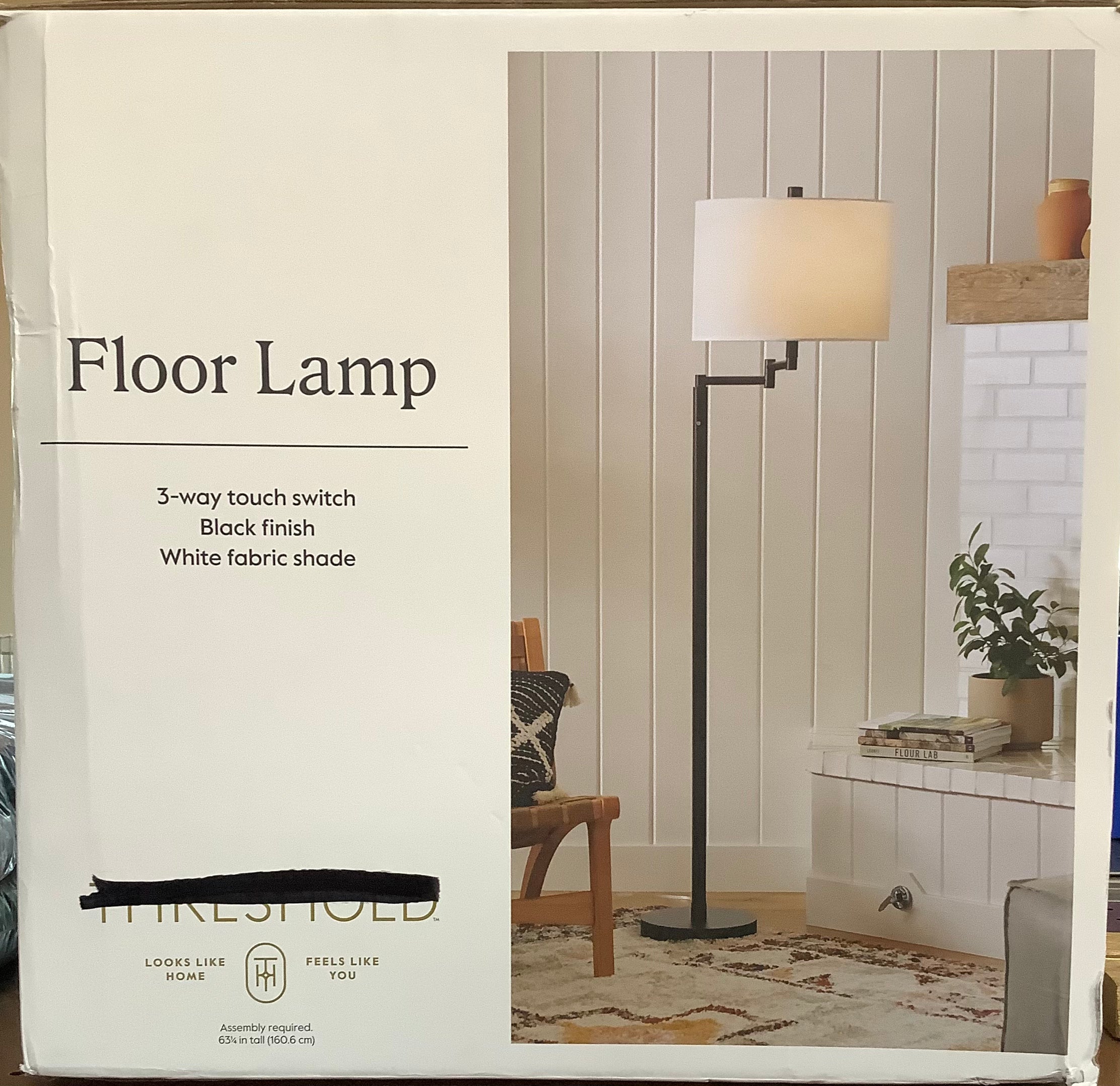 16" Metal Column Swing Arm Floor Lamp Black/White - – Discount 70 Online