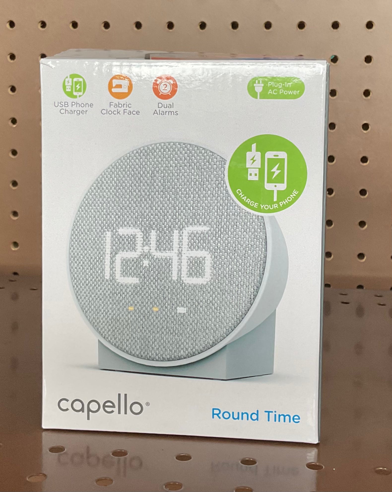 Round Time Table Clock Gray - Capello: Modern ABS Nightstand Alarm wit ...