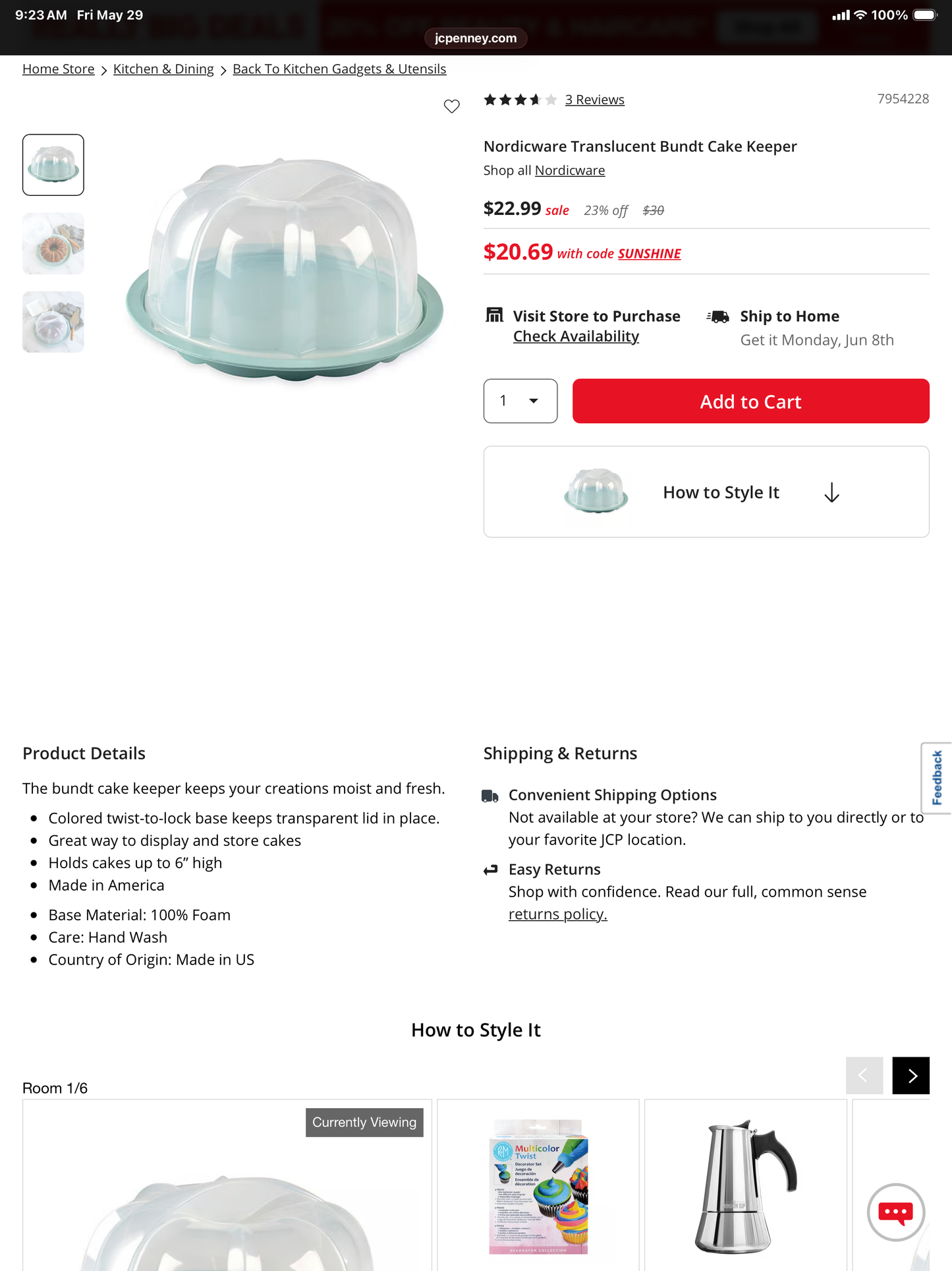 Nordicware Translucent Bundt Cake Keeper – Discount 70 Online