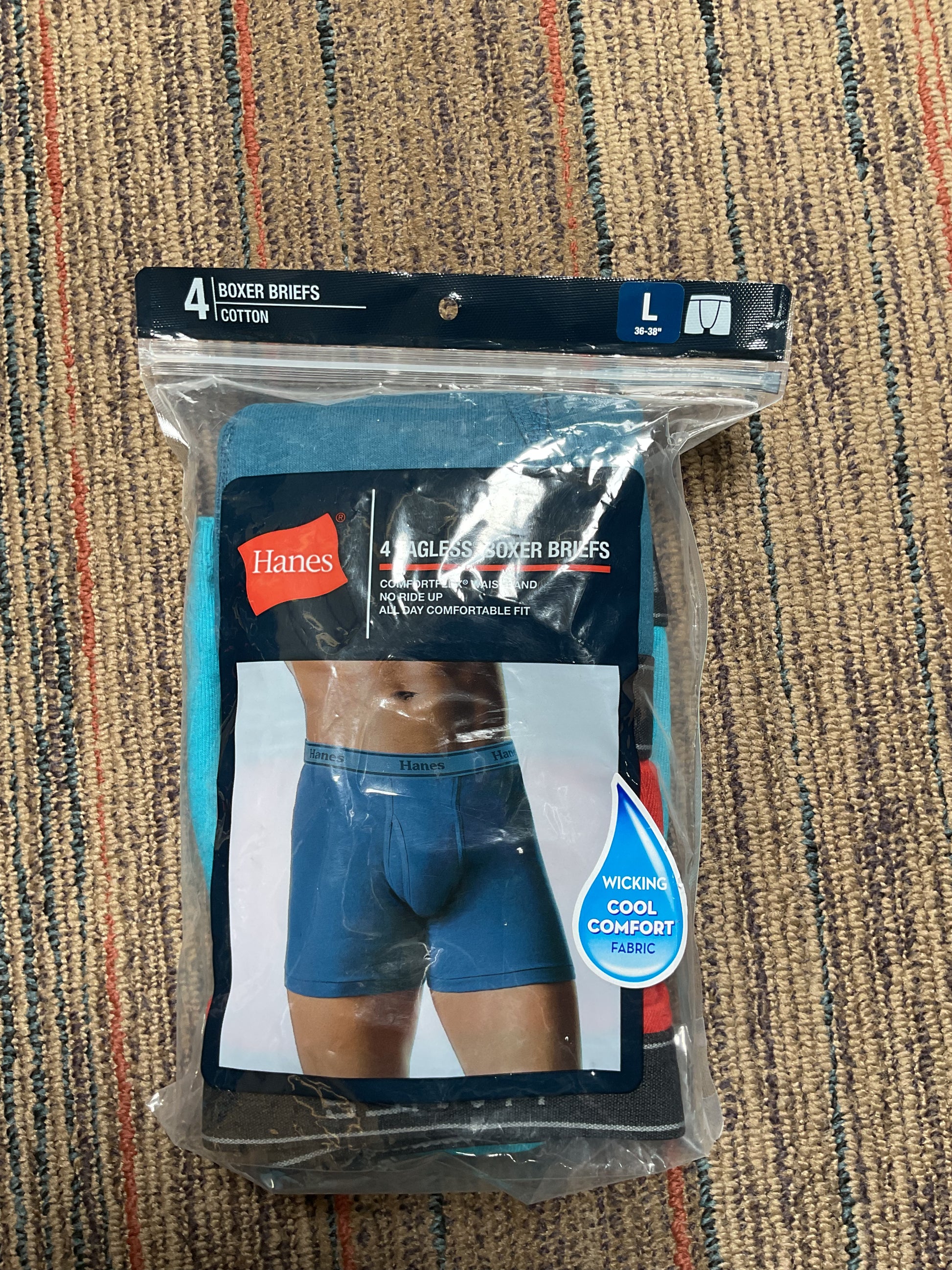 Hanes 4 Tagless Cotton Boxer Brief Size L (36-38”) Multi Color ...